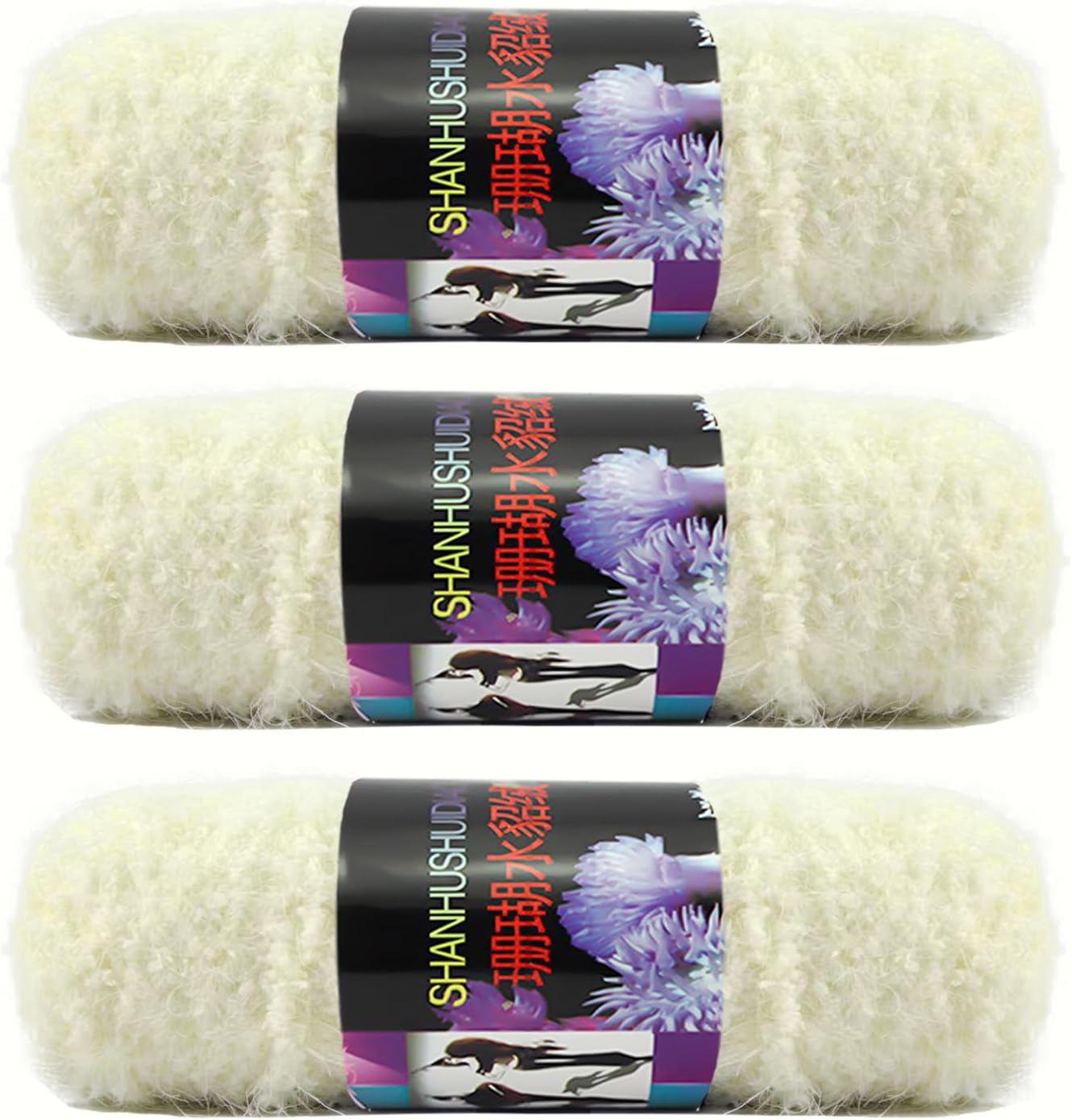 Amazon.com: Super Soft Eyelash Yarn, 3 Packs of 100 g/3.6 oz - Acrylic ...