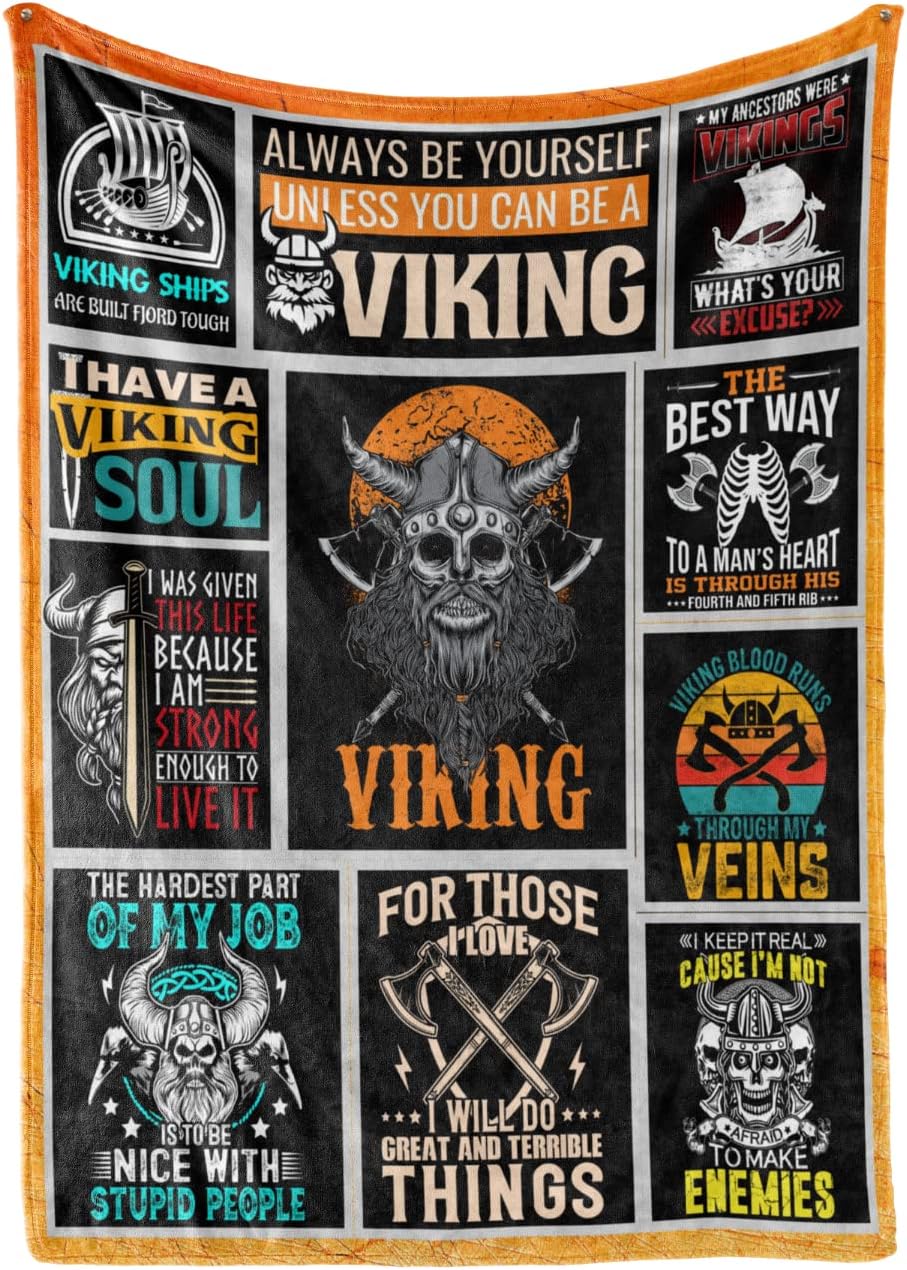Amazon.com: Huglanket Viking Gifts for Men Flannel Blanket Throws ...
