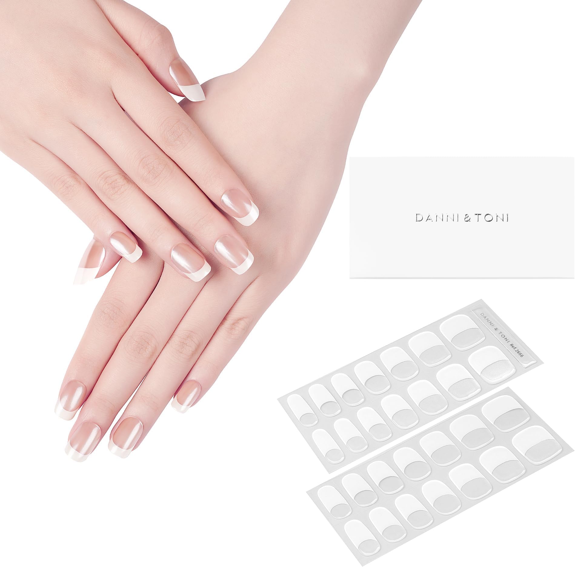 Amazon.com: OLAKIPO Semi Cured Gel Nail Strips - White French, 20pcs ...