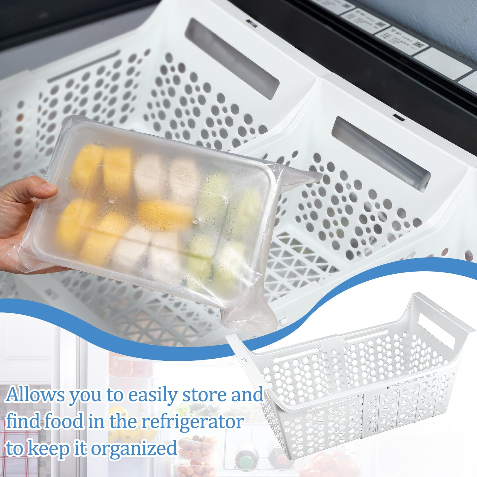 Snapklik.com : Tioncy 2 Pcs Adjustable Freezer Organizer Bins Deep ...