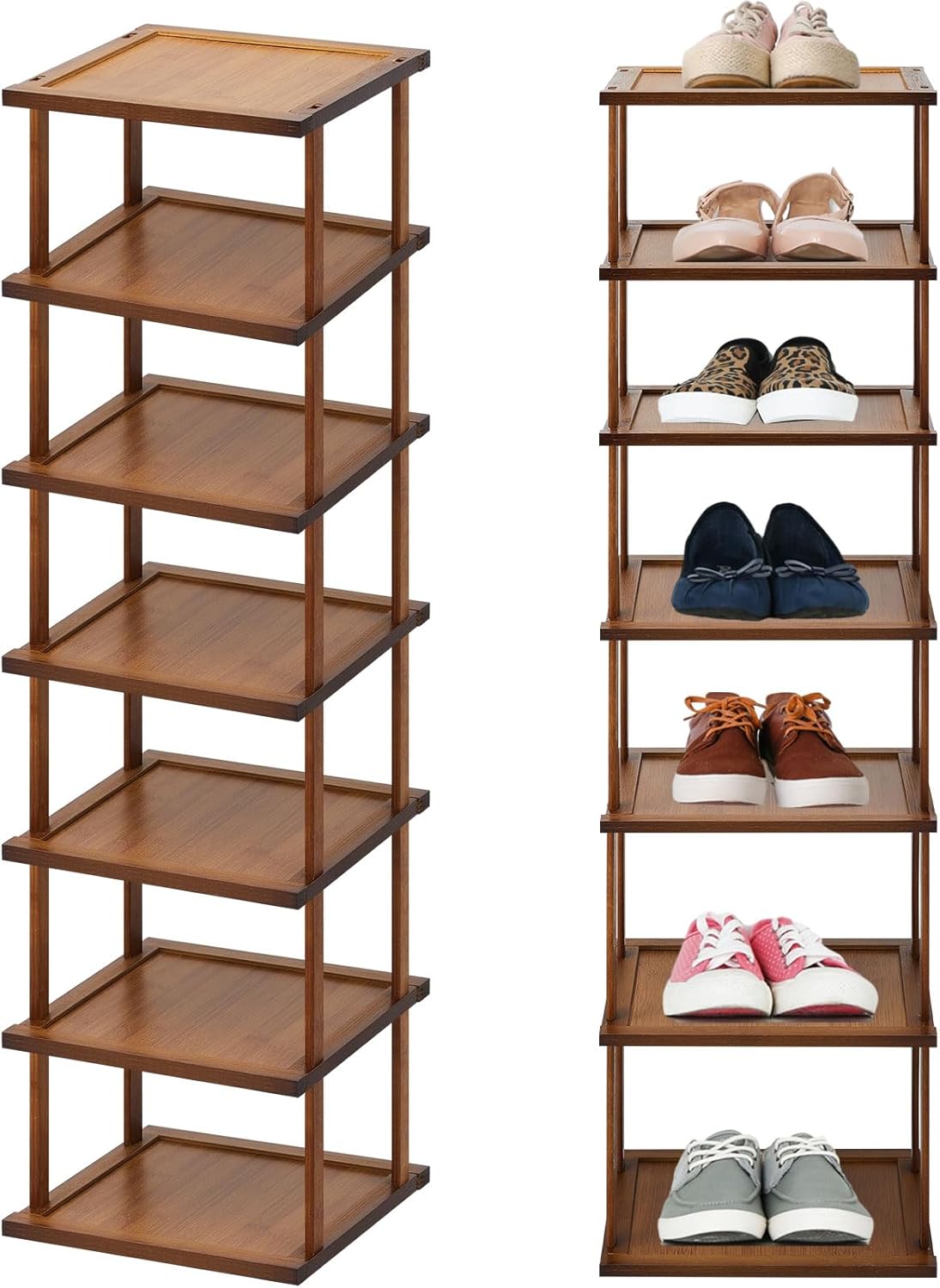 Amazon.com: Wenqik Shoe Rack Narrow Shoe Rack Bamboo Shoe Rack Vertical ...