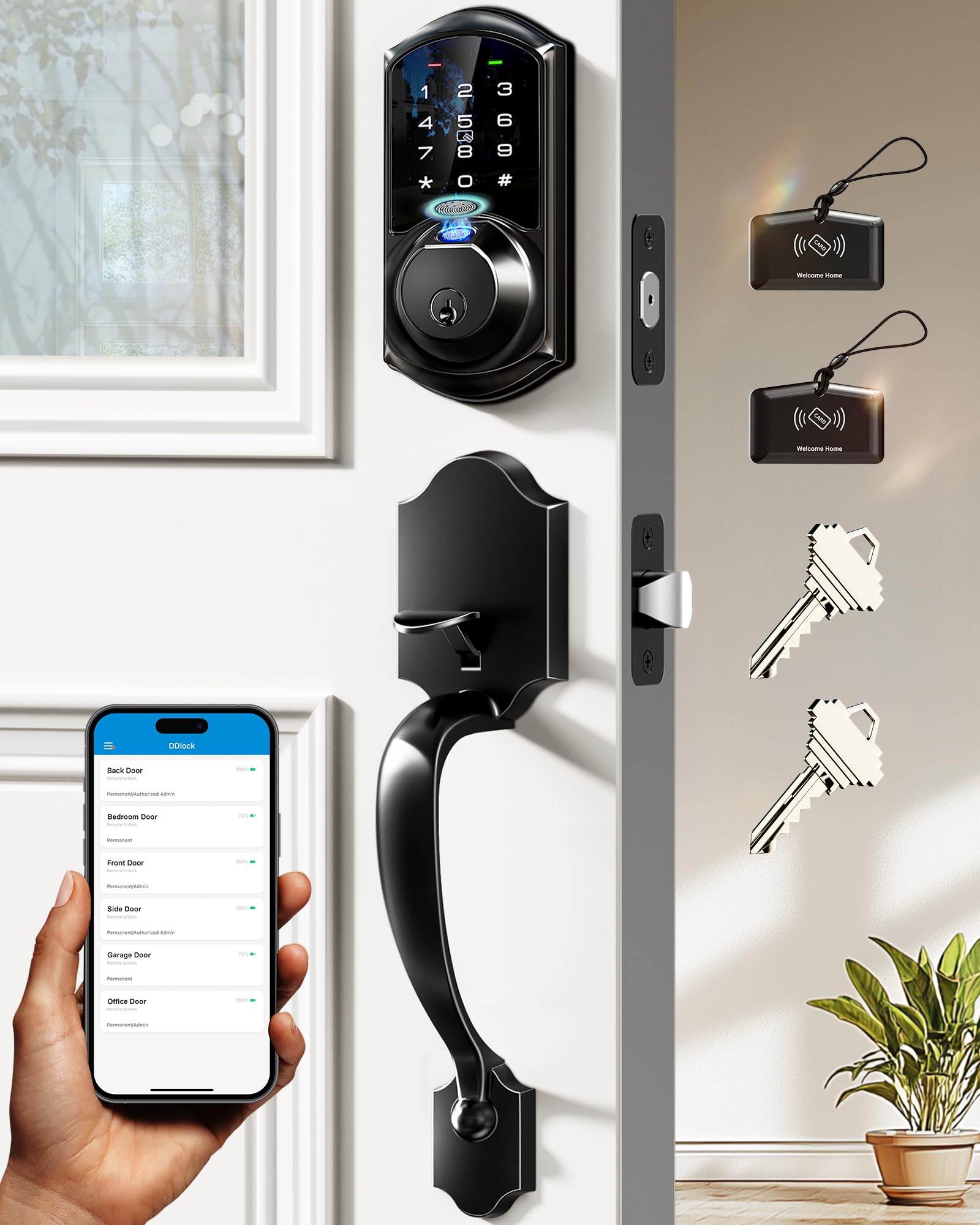 Snapklik.com : Veise VE07-H Fingerprint Smart Locks For Front Door