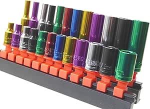 Multi Coloured Socket Set 1/4" Deep & Shallow 24pc Kit 6pt 4-13mm Cr-v ...