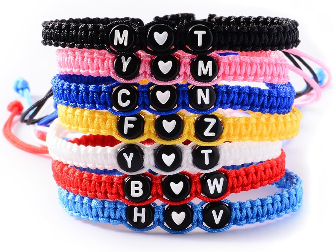 Amazon.com: 2Pcs Custom String Braided Letter Adjustable Nylon Pink ...