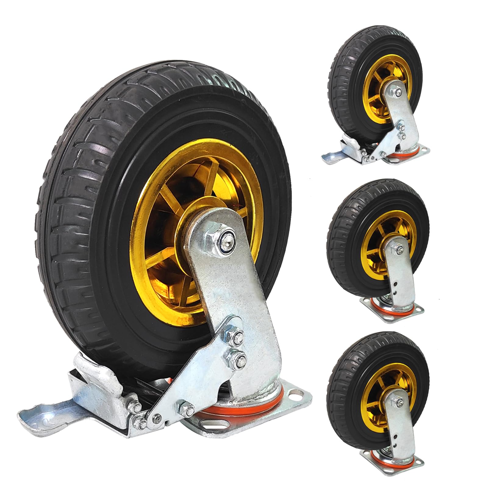 GaeaAuto 8 Inch Heavy Duty Casters Wheels Set of 4 Swivel Industrial ...