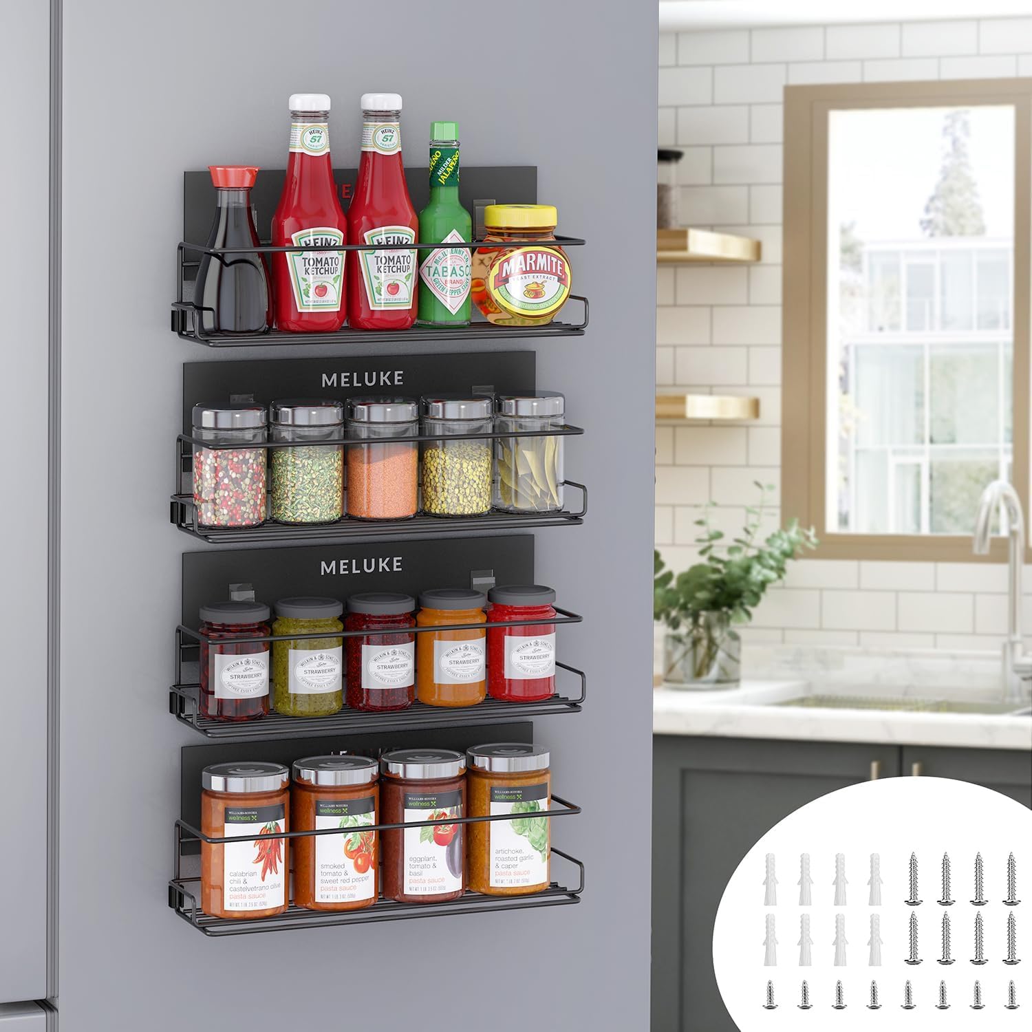 Amazon.com: Meluke Magnetic Spice Rack, Metal, Black-S, 10-Pound ...