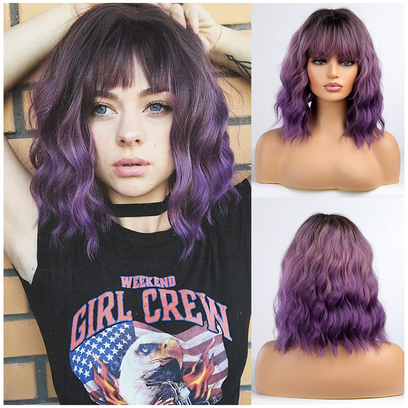 Short Hair Ombre Purple