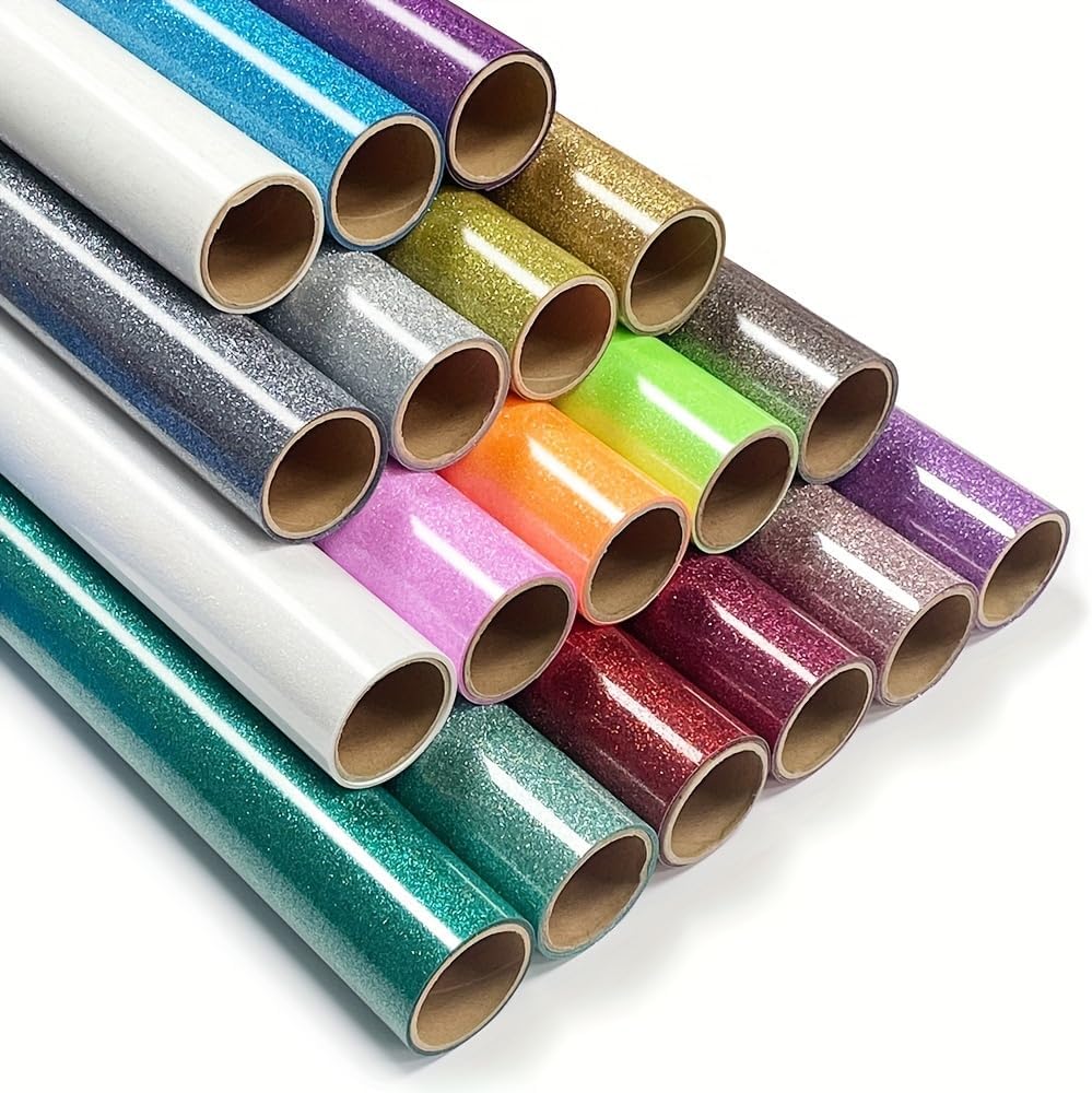 Amazon.com: Efuncro- 12'' X 8FT Glitter HTV Heat Transfer Vinyl,Iron on ...