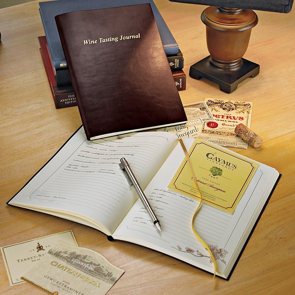 Amazon.com | Wine Enthusiast Bonded Leather Wine Tasting Journal ...