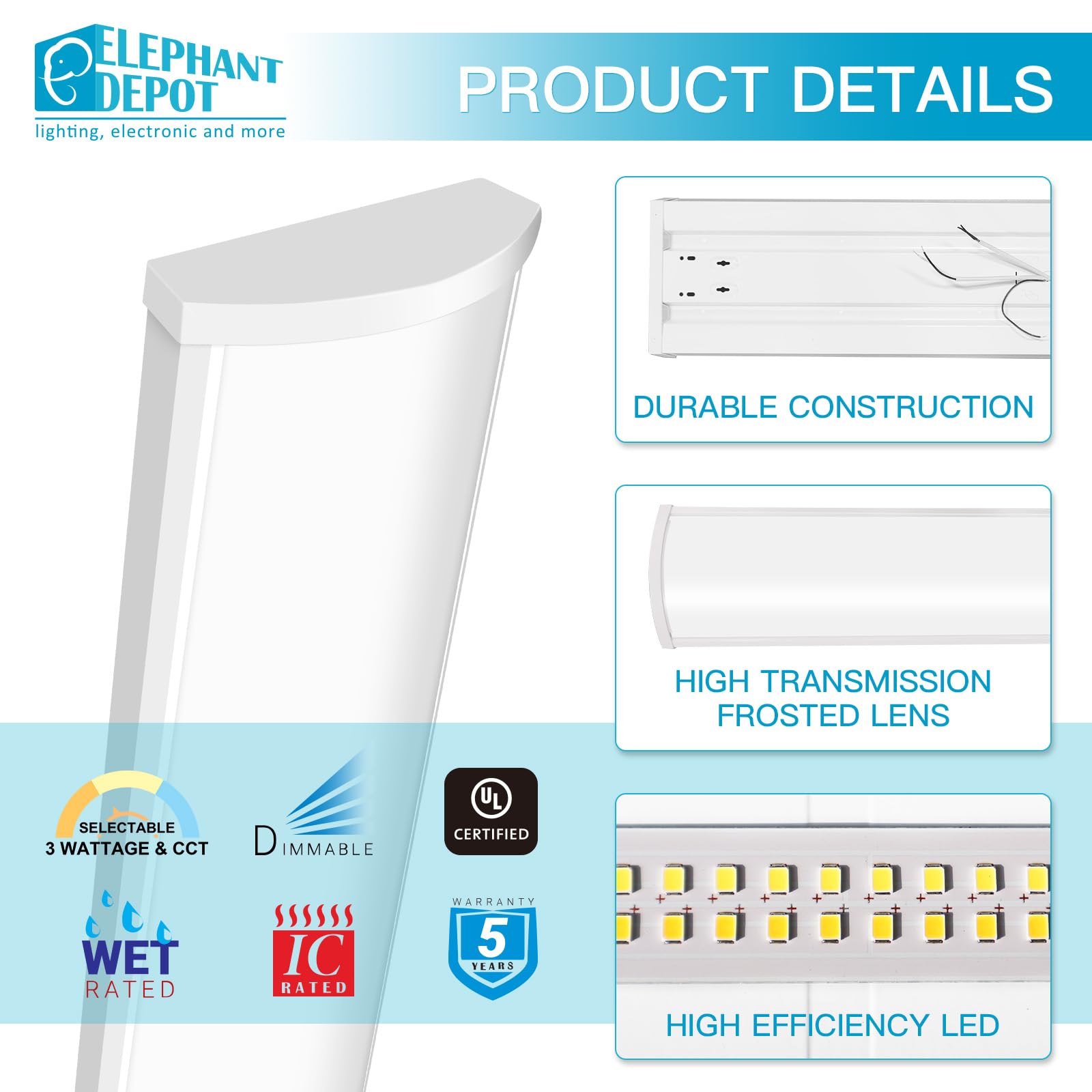 Snapklik.com : 4FT LED Wraparound Light Fixture, 48 Inch Garage Led ...