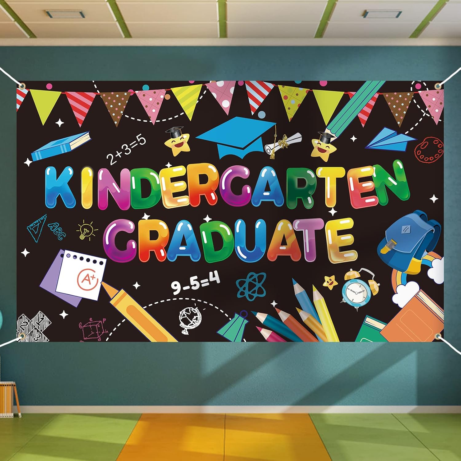 Amazon.com: Kindergarten Graduation Banners Backdrop, 71" x 45 ...