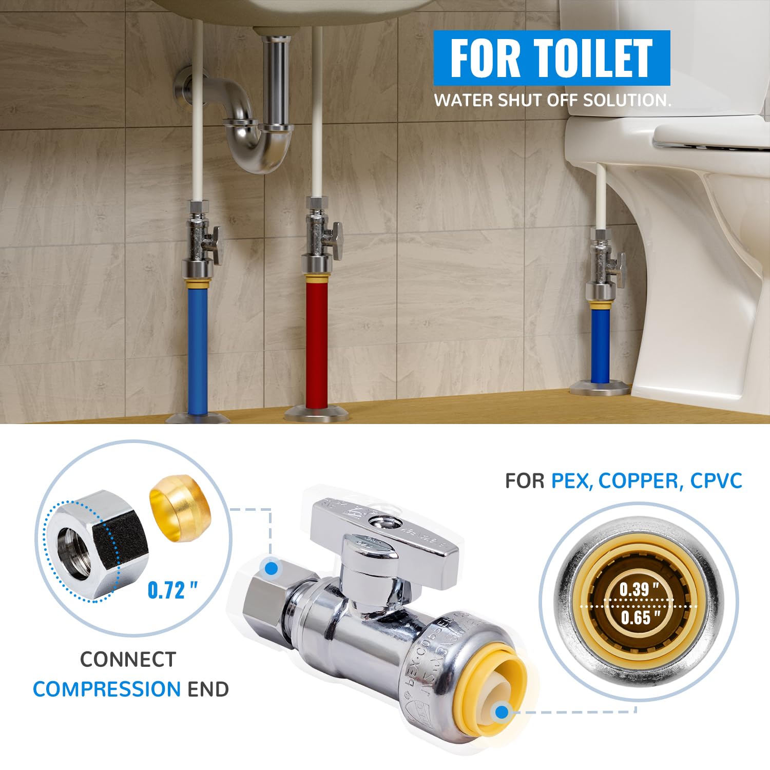 Snapklik.com : Straight Stop Valve, 2-Pack Straight Water Shut Off ...