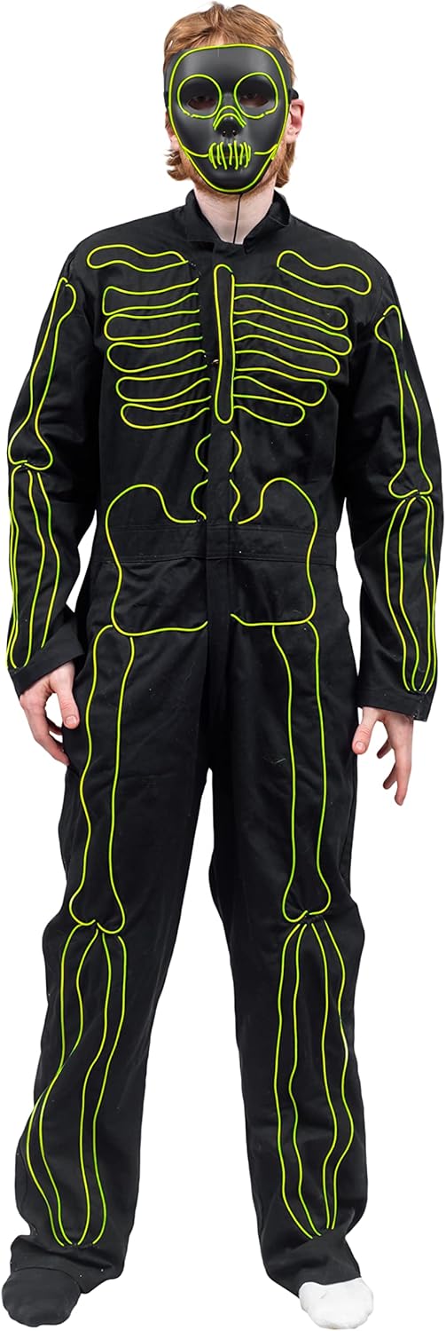 Amazon.com: LED Light up Skeleton Costume with LED Light up Skeleton ...