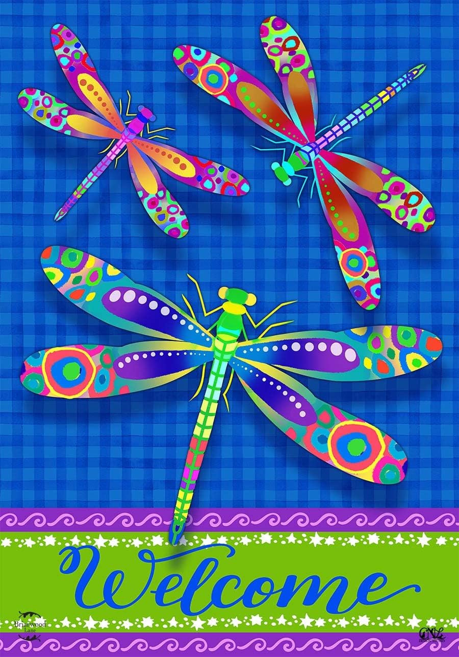 Amazon.com : Colorful Dragonflies Summer Garden Flag Welcome Dragonfly ...