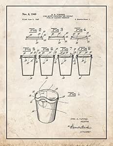 Amazon.com: Tupperware Cup Patent Print Old Look with Border (13" x 19 ...