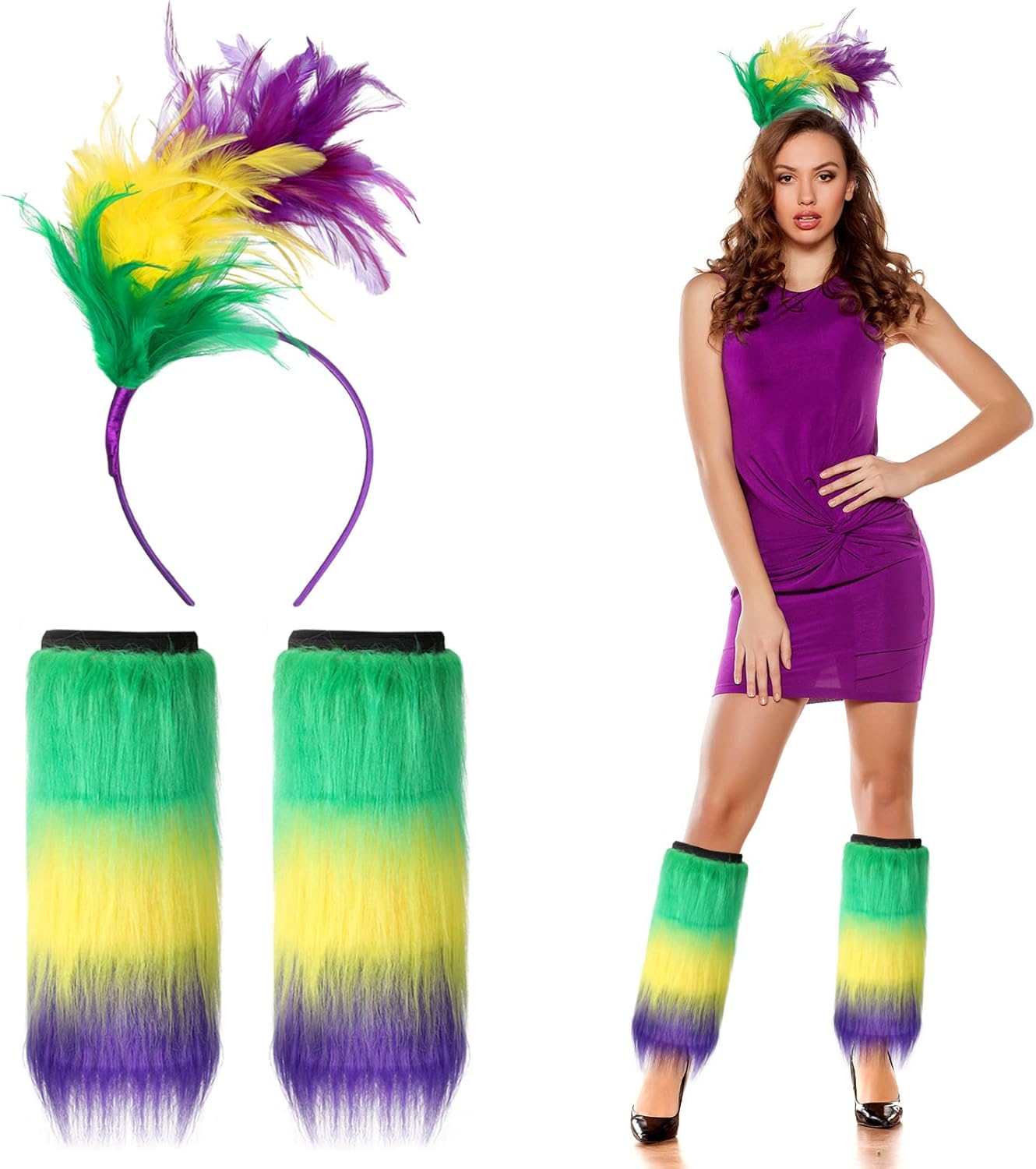 Amazon.com: 3 Pcs Mardi Gras Accessories for Women, 2 Mardi Gras Furry ...