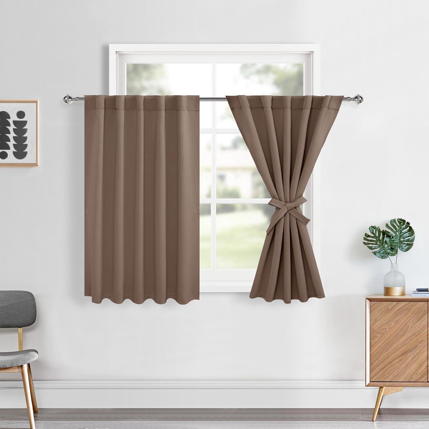 Amazon.com: Hiasan Short Cappuccino Blackout Curtains 36 inch Long ...