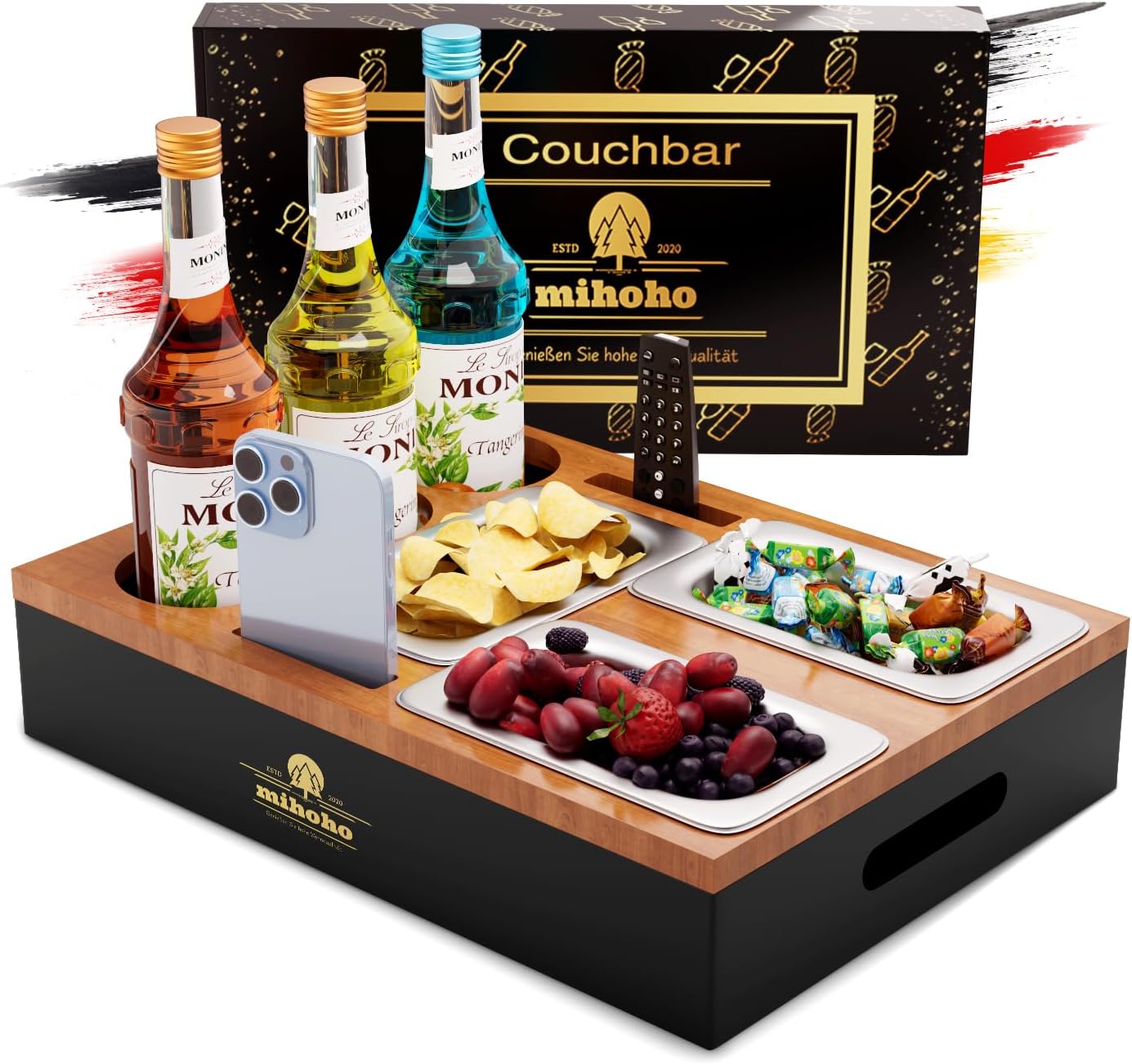 Coffee Bar, Sofa Organiser on Side Tables, Coffee Table, Wooden Coffee ...