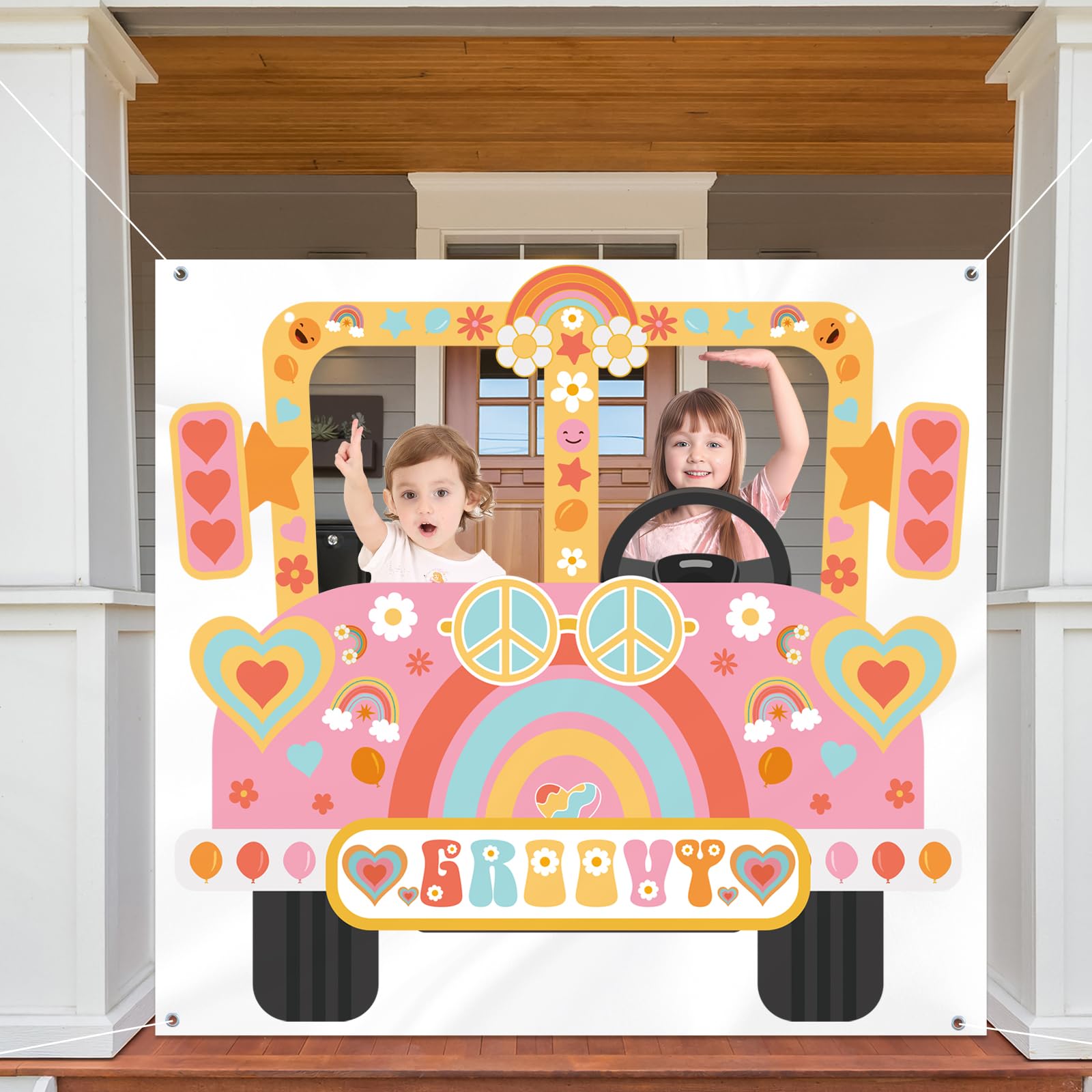 Amazon.com: EggSun Hippie Bus Photo Prop Groovy Girl Birthday Party ...