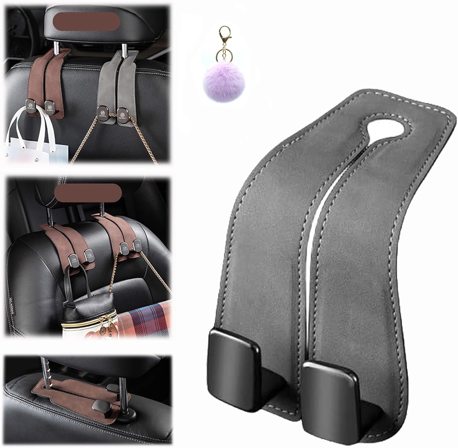 Amazon.com: CphZnf Car Seat Back Double Hook, Car Hook Seat Back ...