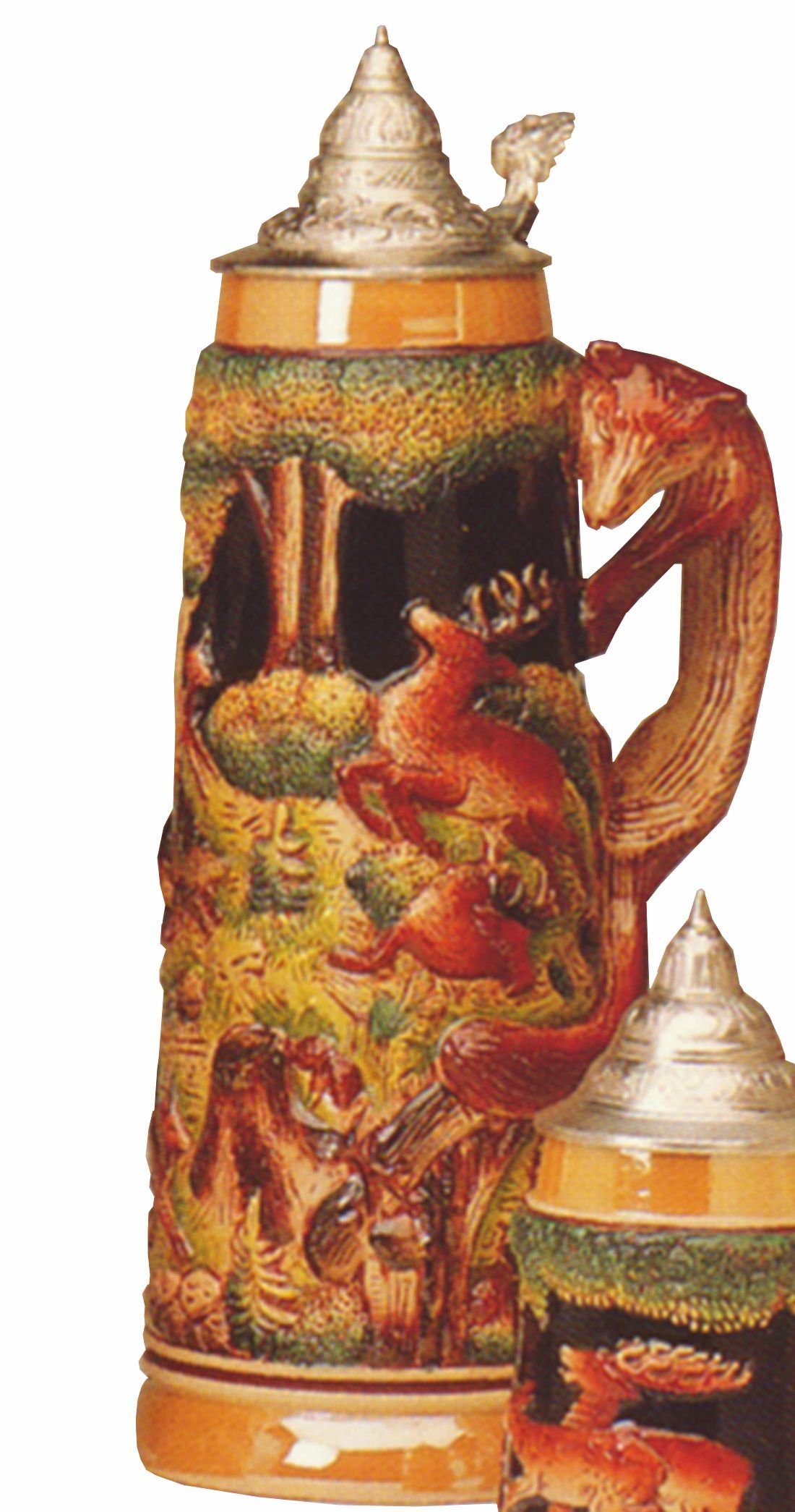 Amazon.com: King German Beer Stein Fox handle hunting stein 2 liter ...