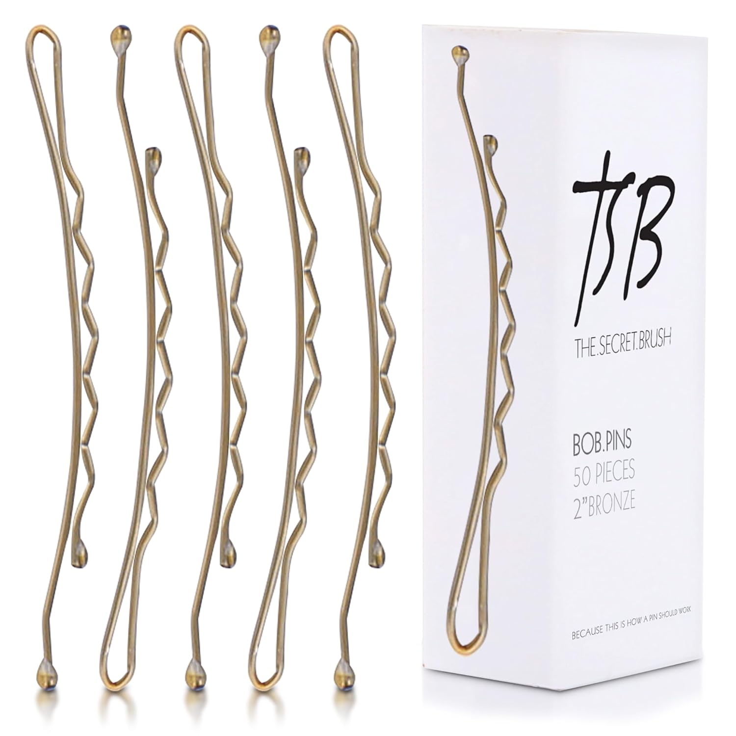Amazon.com : TSB Maha No.4 Bronze Bob Pins Set of 50 – 2.0 Inch Curved ...