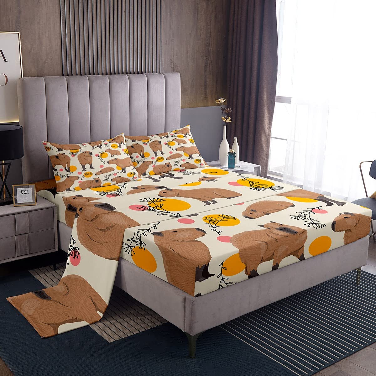 Amazon.com: jejeloiu Capybaras Bed Sheets Set Full Size Cute Animals ...