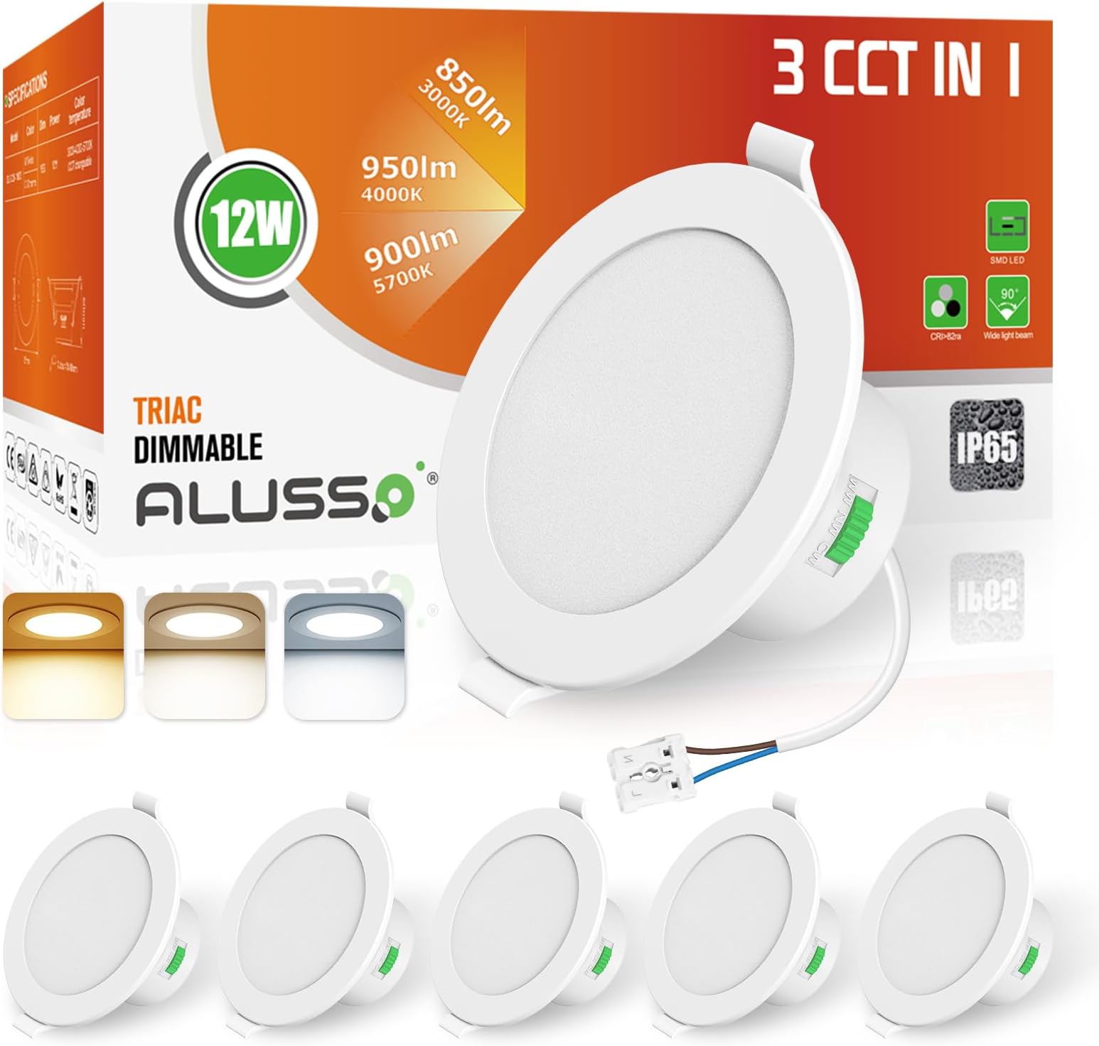 ALUSSO IP65 LED Downlights Ceiling Dimmable 12W 960LM LED Recessed ...