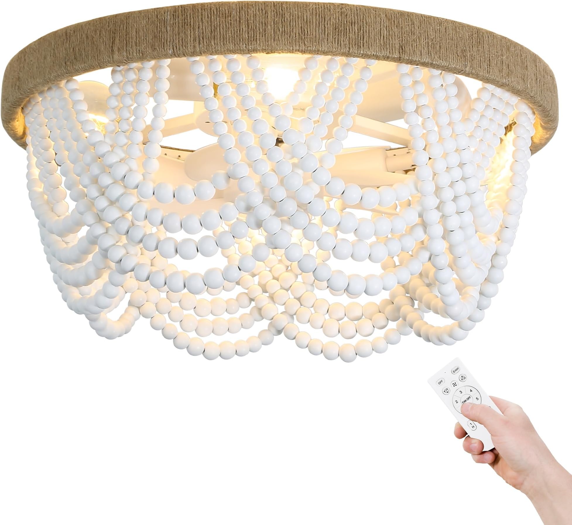 Amazon.com: luansky 20" Boho Ceiling Fan with Light, Coastal Fandelier ...