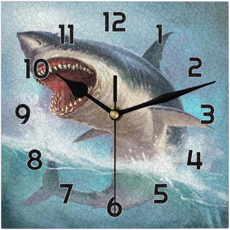 Amazon.com: Mularoka Shark Wall Clock 12 Inch Silent Non-Ticking ...