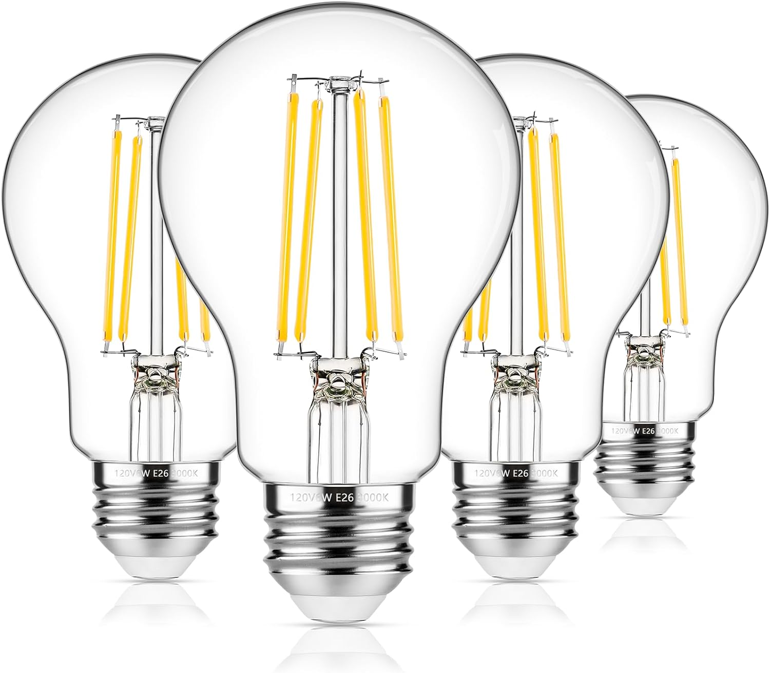 MAXvolador 60W Equivalent E26 LED Filament Light Bulbs, 850LM Soft ...