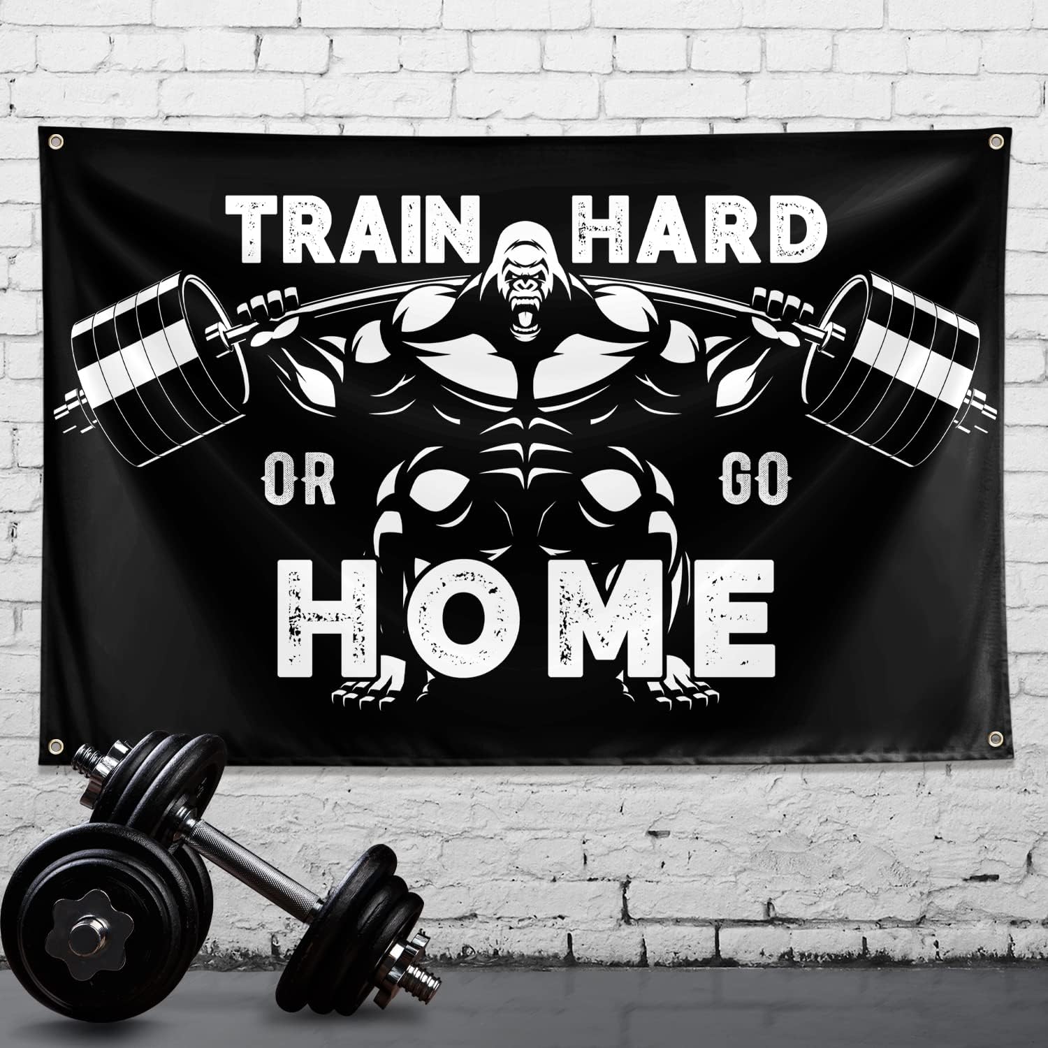 Amazon.com : Funny Gorilla Gym Flag 3x5 Ft Train Hard or Go Home Wall ...