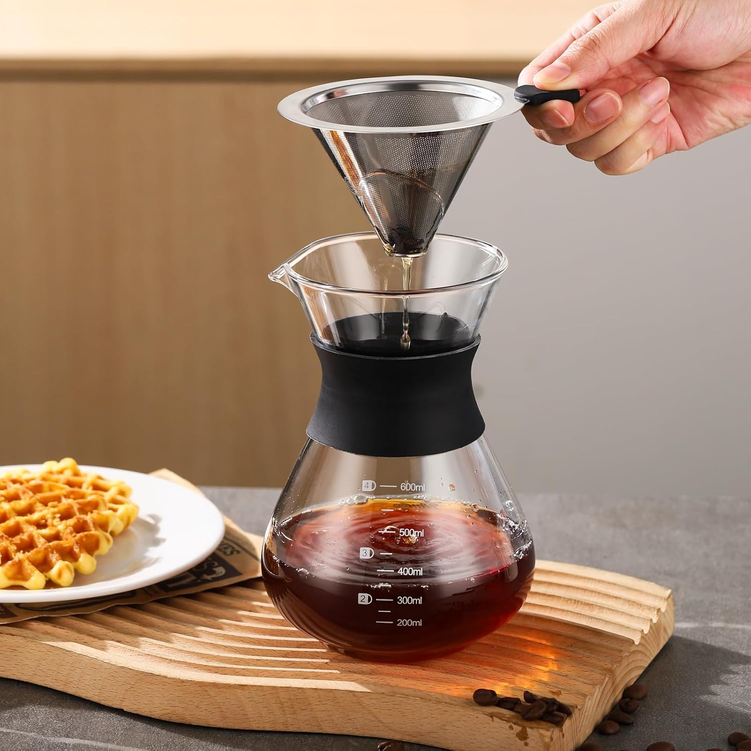 Amazon.com: Pour Over Coffee Maker Set - 600ML Portable Drip Coffee Pot ...