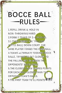 Amazon.com: Bocce Ball Rules Metal Tin Sign retro Scoring Rules Poster ...
