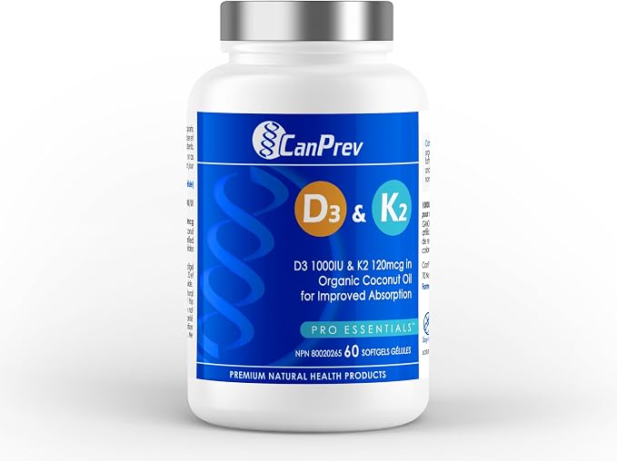 CanPrev - D3 & K2 Vitamin Supplement, 60 Softgels - K2 MK7 D3 Vitamin ...