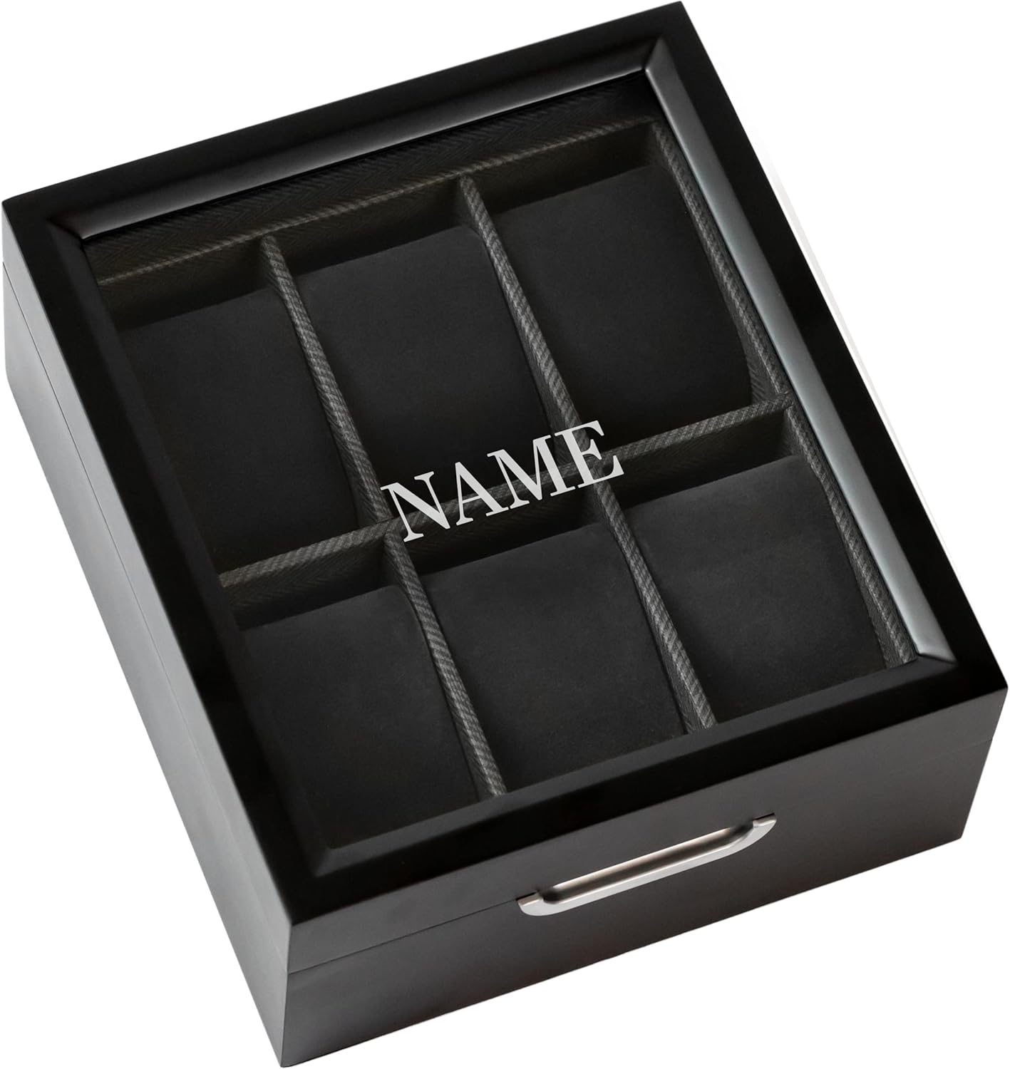 Amazon.com: CASE ELEGANCE Monogrammed Watch Box Modern 2x3 Black Finish ...