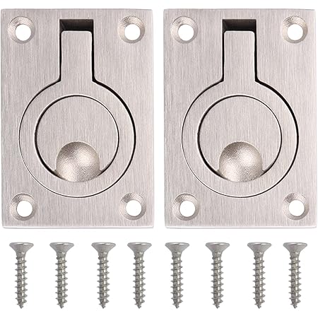 Luckycivia 2 Pack Stainless Steel Square Flush Pull Ring Handles 304 ...