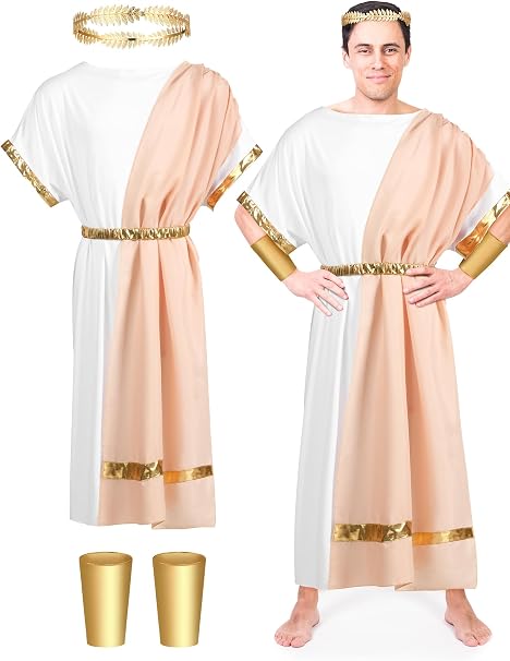 Amazon.com: Panitay 4 Pcs Men Greek Costume Set Adult Classic Toga ...