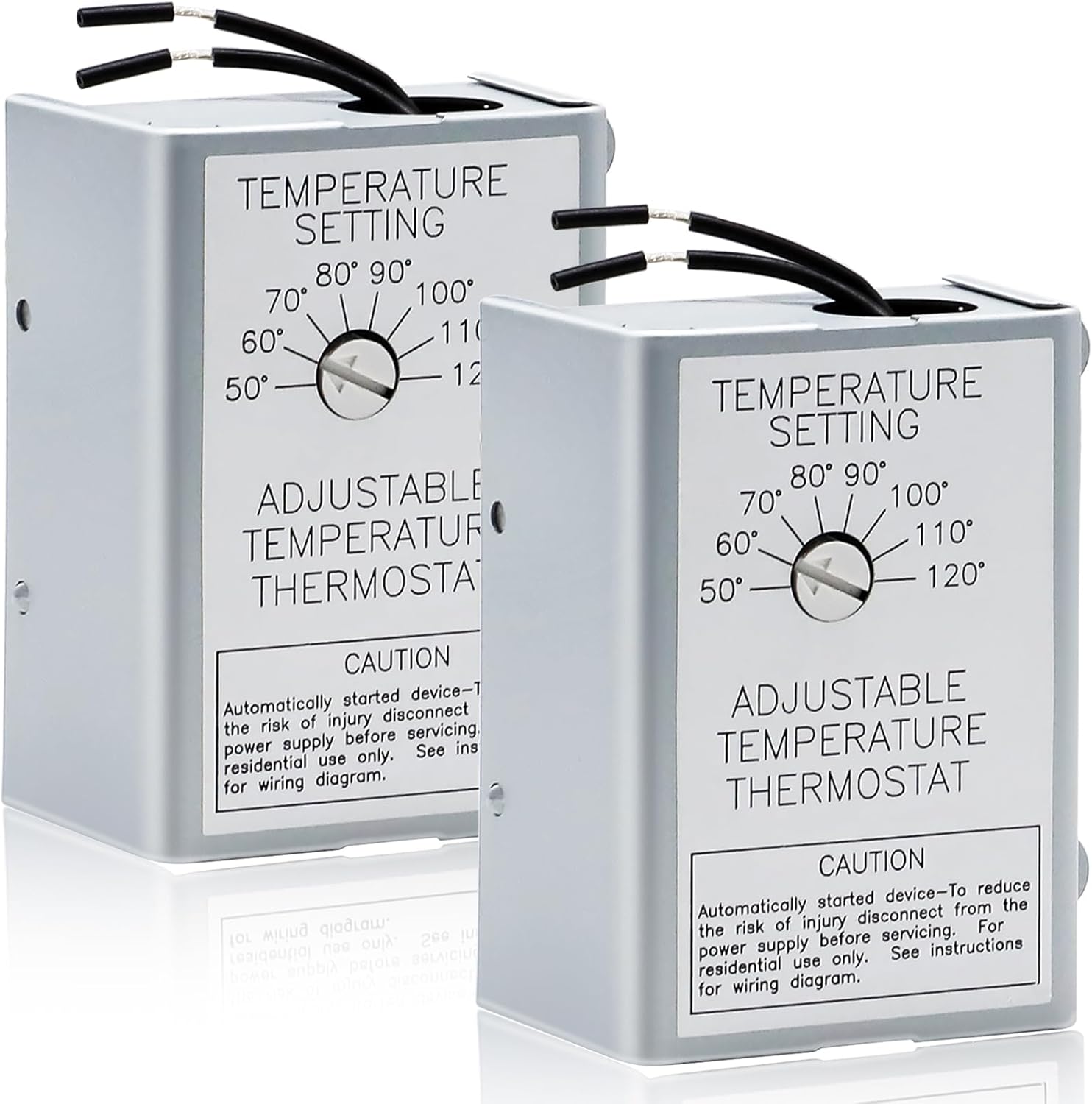 2 Pack 120V Adjustable Attic Fan Thermostat Switch, 10Amp 58033 Single ...