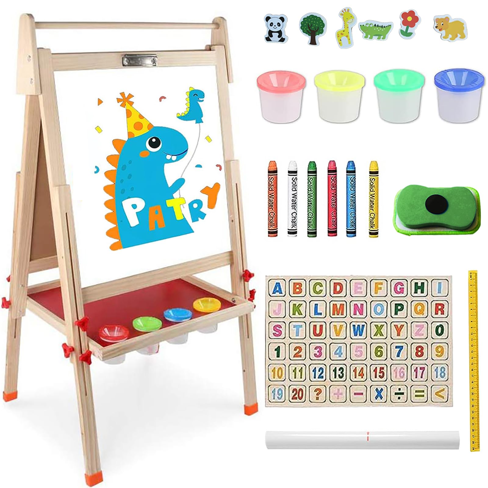 Yearonan Double Sided Wooden Kids Whiteboard 96 cm-132 cm Adjustable ...