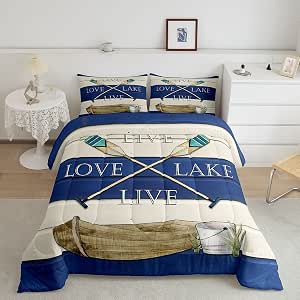 Lake House Decor Bedding Set For The Home King Size Rustic Farmhouse ...
