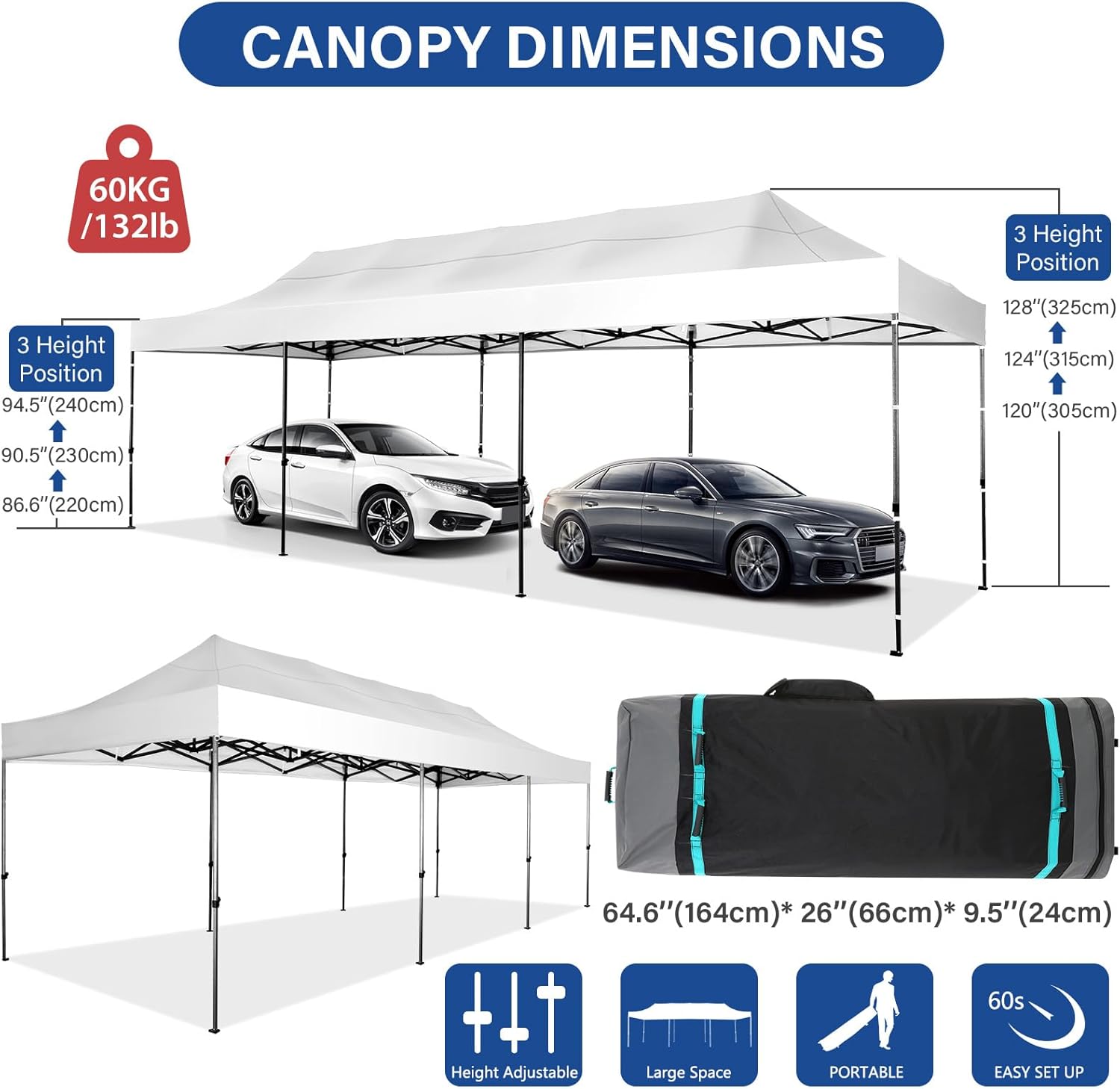 COBIZI 10x30 Pop up Canopy Tent Heavy Duty Without Sidewalls, Easy Set ...