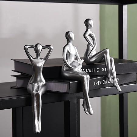 Amazon.com: Quoowiit Thinker Statue Office Desk Decor, Silver Art ...