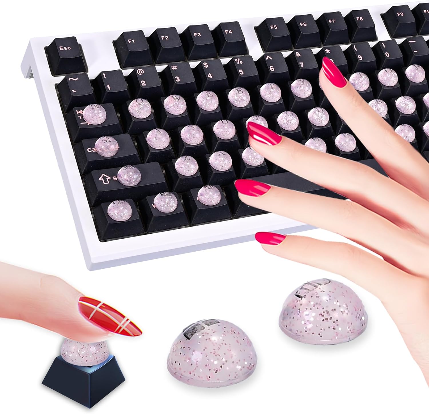 Amazon.com: 80-PC Silicone Keyboard Cover for Long Nails, Non-Slip ...