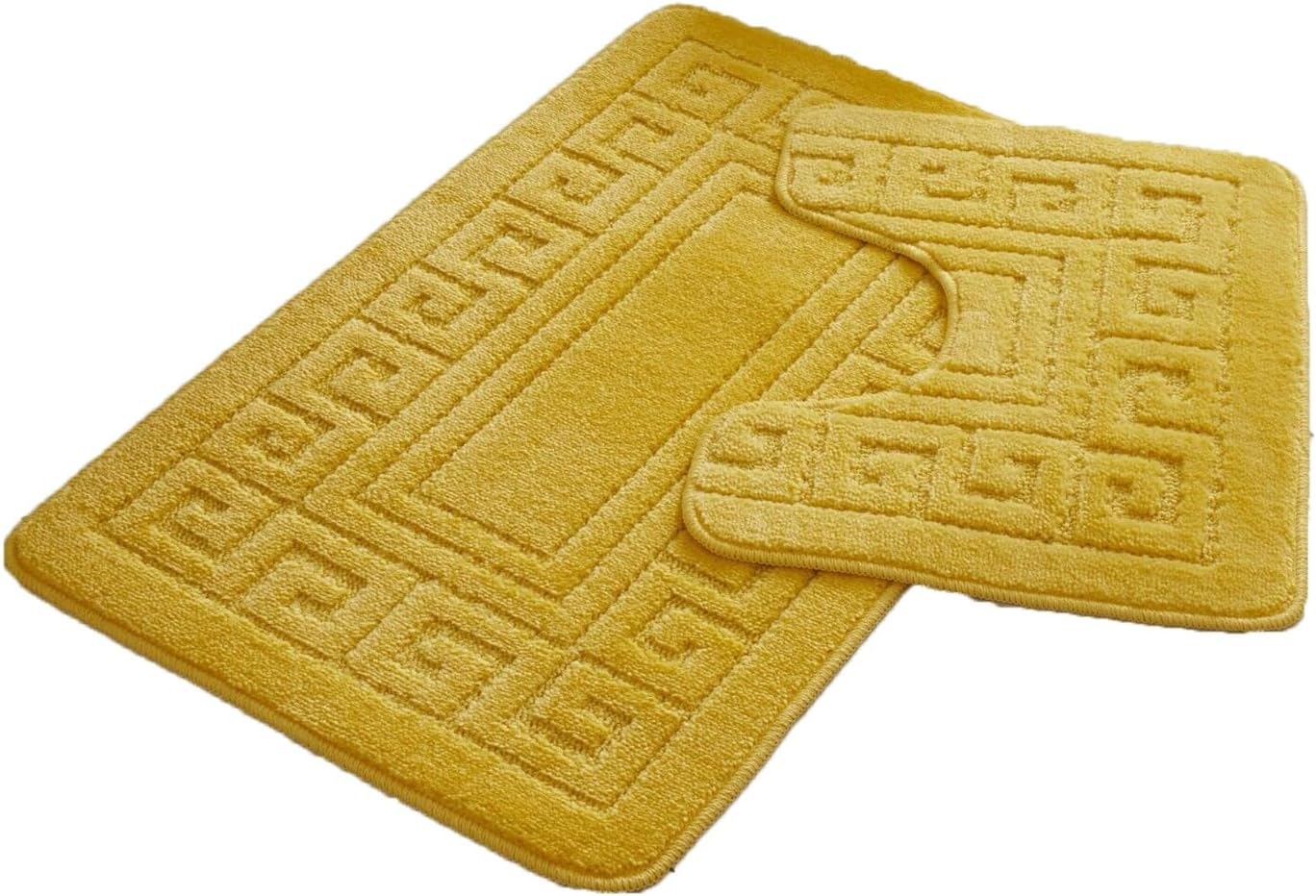 FAIRWAYUK Bathroom Mats Sets 2 Pieces, Ultra Plush Greek Pattern Bath ...