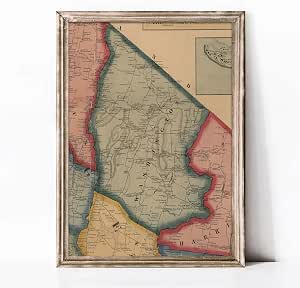 Amazon.com: Historic Map Poster of Washington 1861 Paramus Pascack New ...