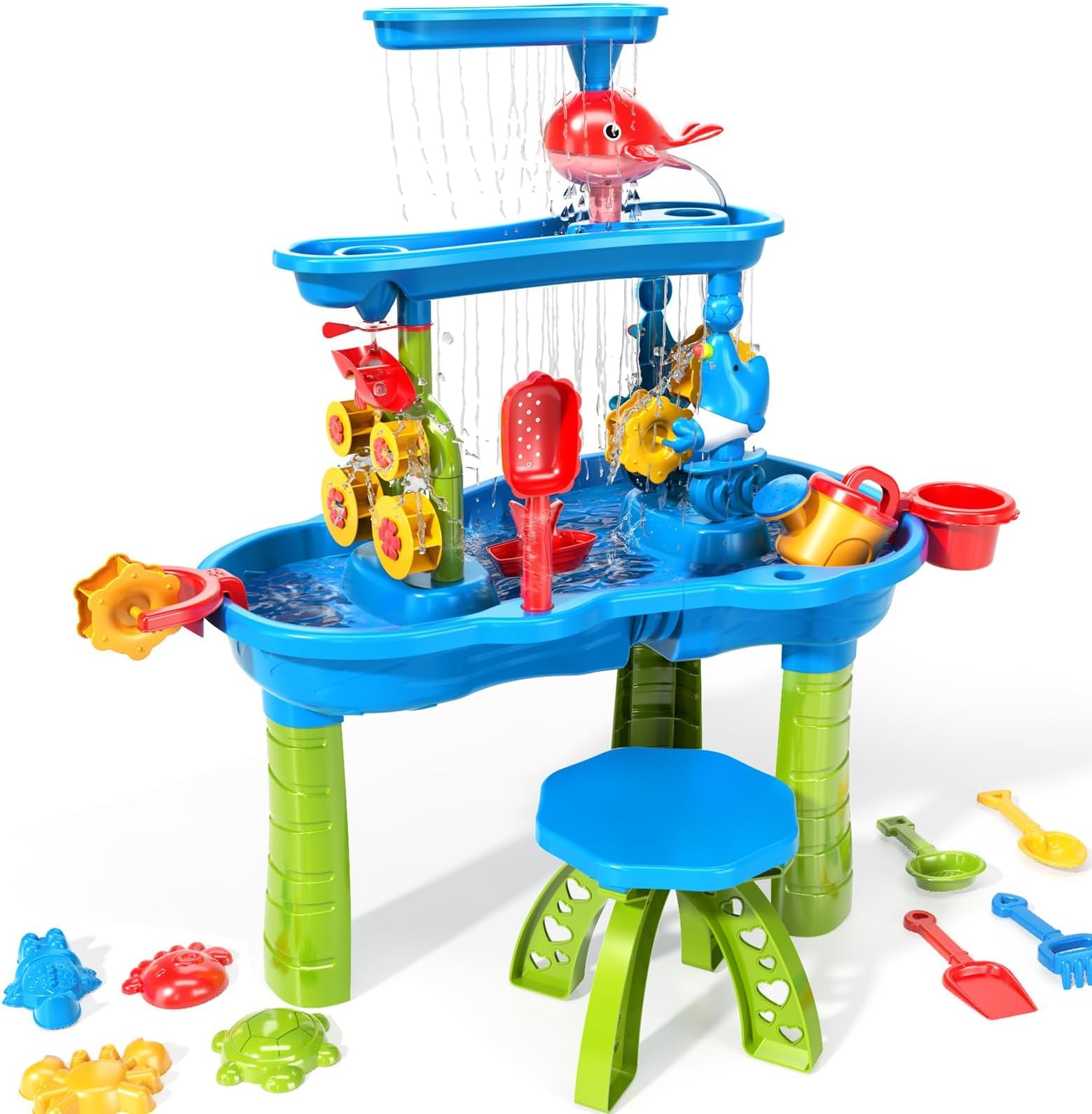 Skirtoy Water Table for Toddlers Kids, 3-Tier Outdoor Sand and Water ...