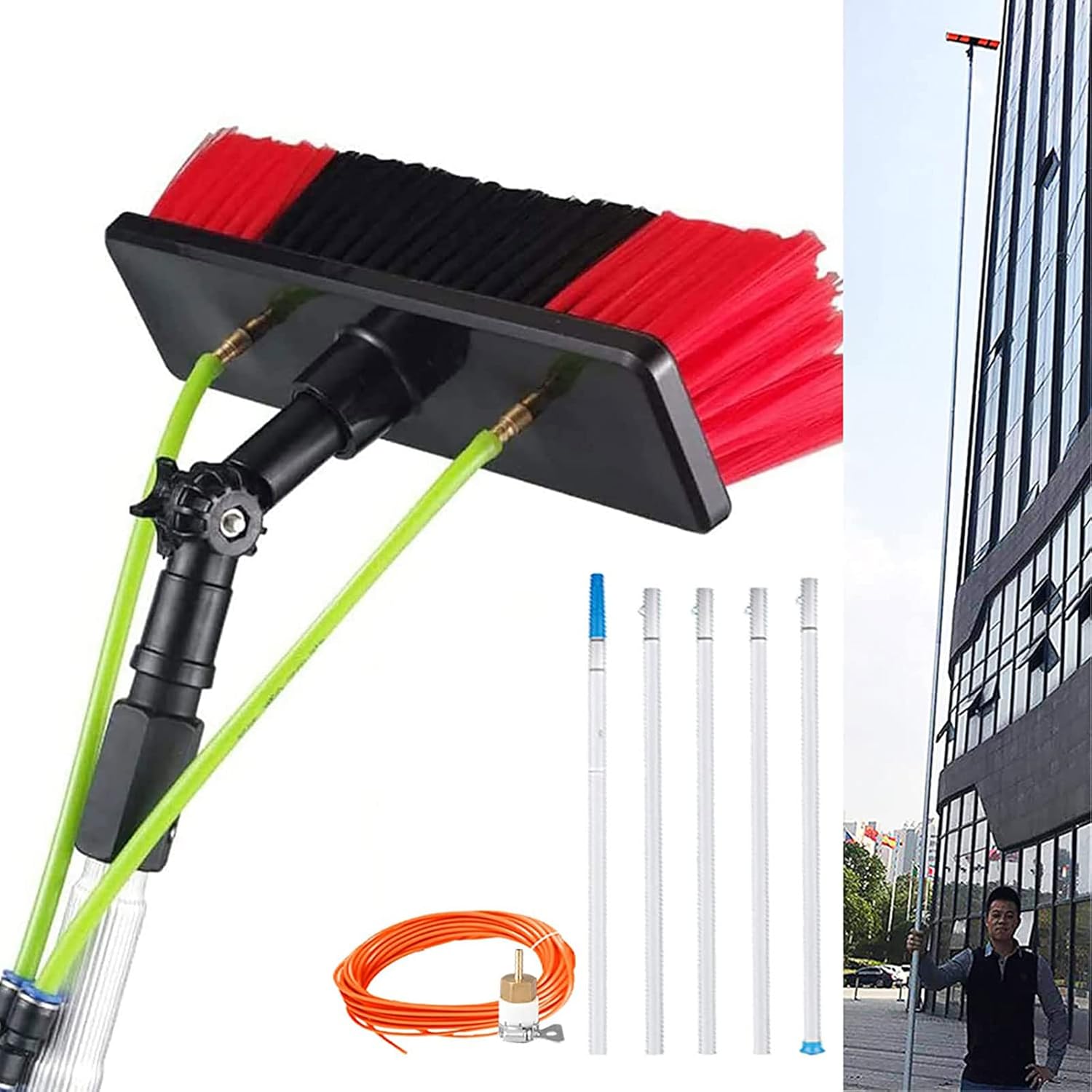 5-12m Water Fed Window Cleaning Pole, Portable Window Cleaning Water ...