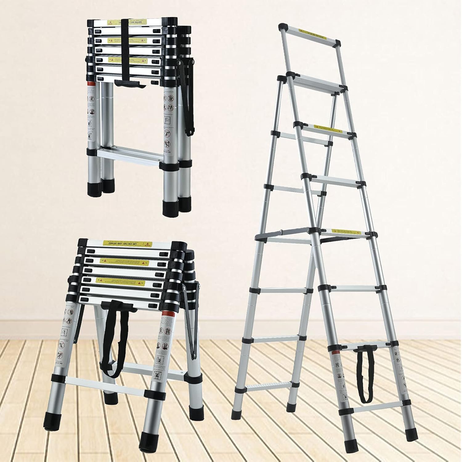 Heavy Duty Telescoping Ladder 6.5FT Aluminum Telescoping Ladder ...