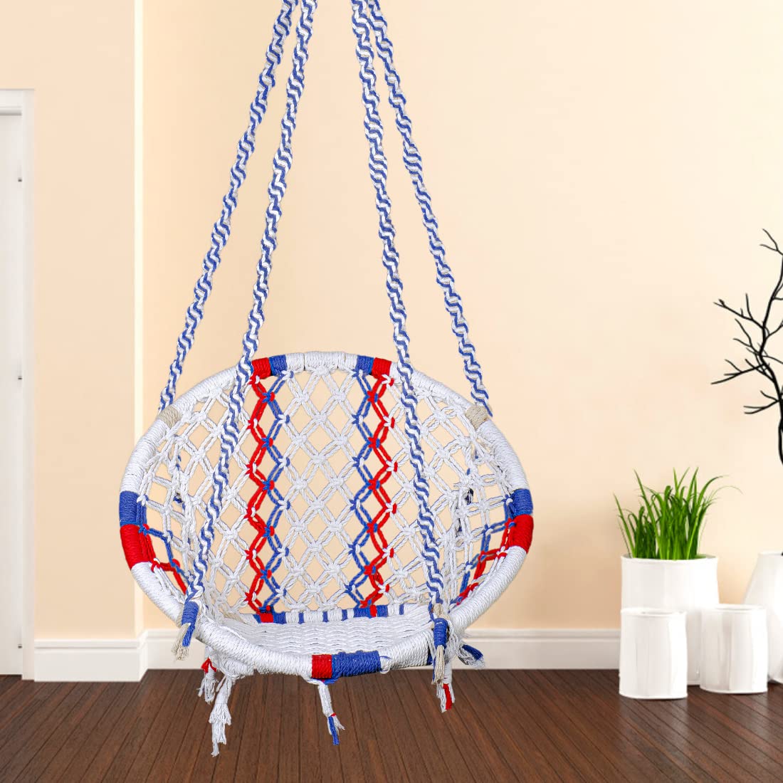 Patiofy Cotton Netted Round Large Swing for Adults/Swing for Balcony ...